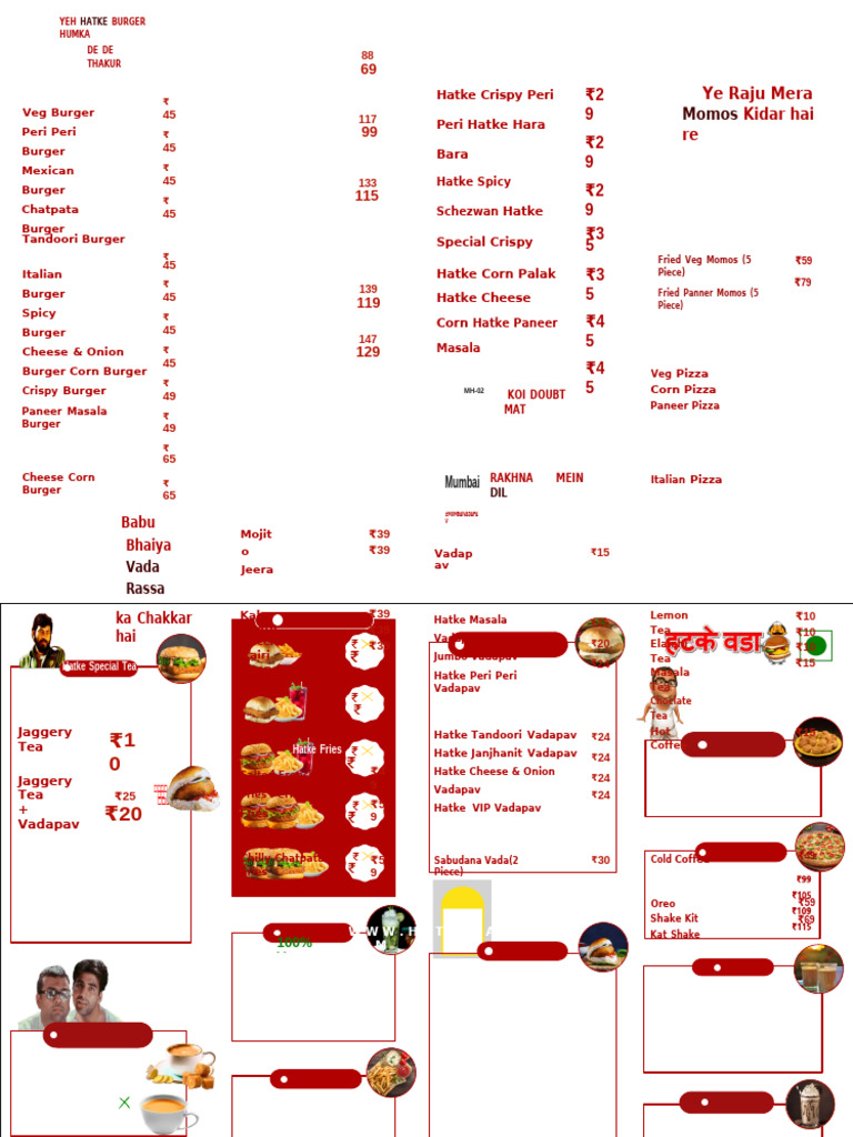 Hatke Vada Pav and Burger Menu | PDF | Cuisine | Foods