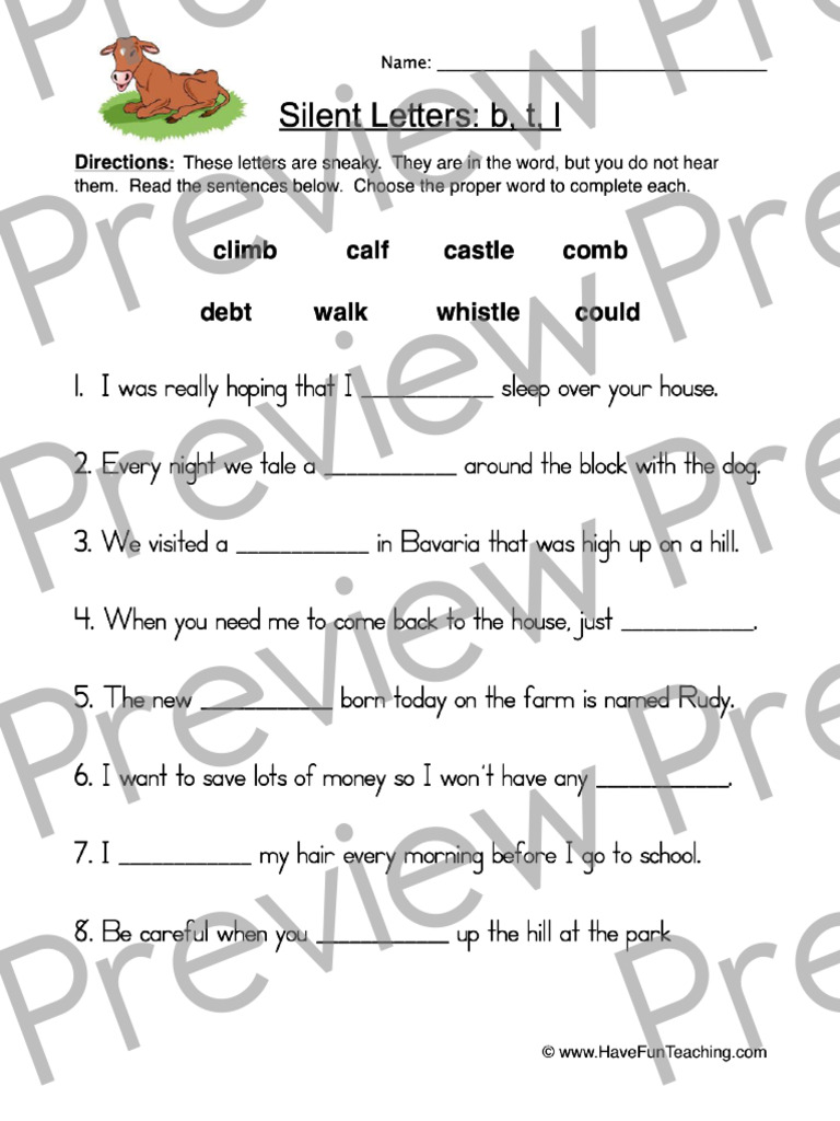 silent-letters-b-t-l-worksheet-1-preview | PDF