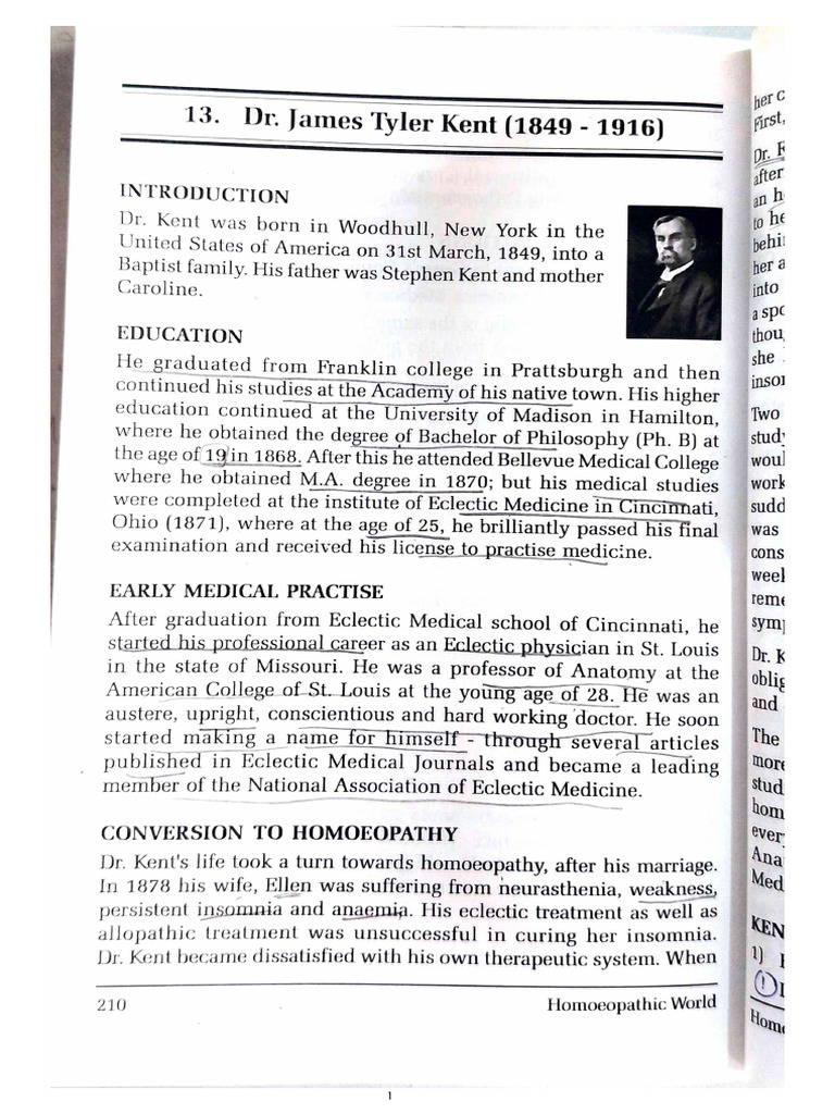 dr.J.T.kent Life History | PDF