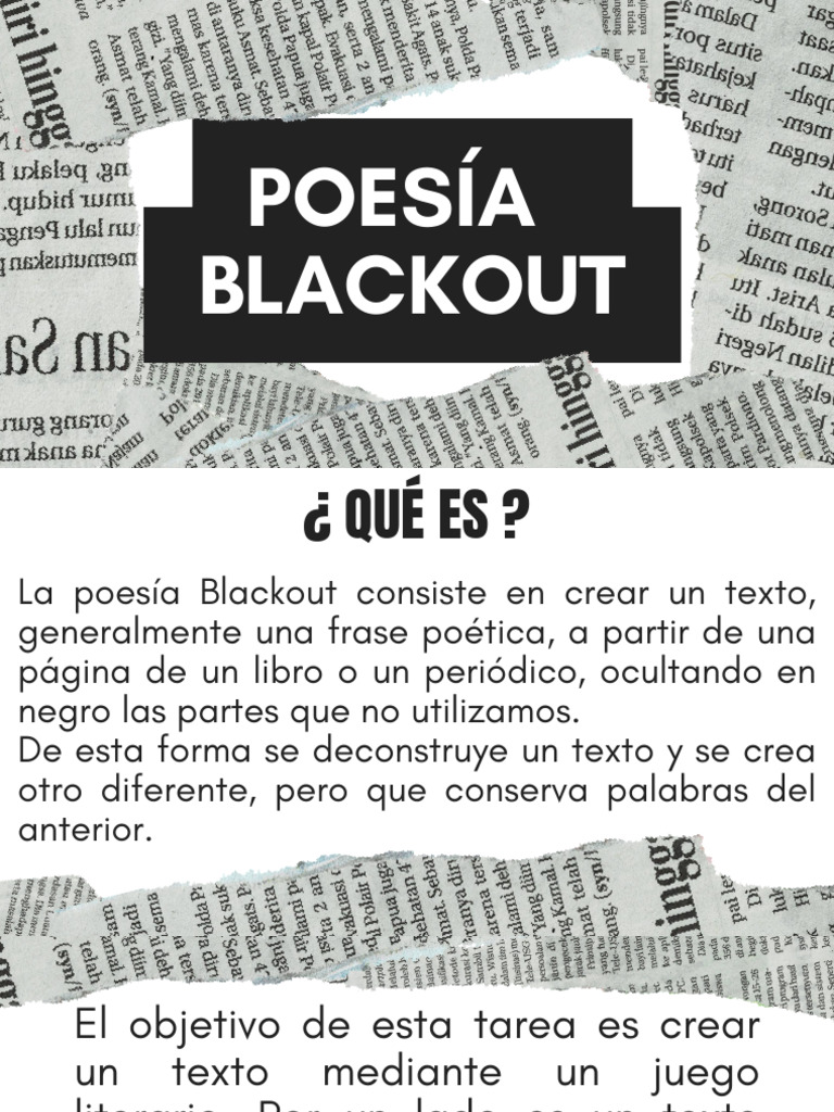 POESÍA BLACKOUT - Trabajo Práctica Lunes 18 - 11-24 | PDF