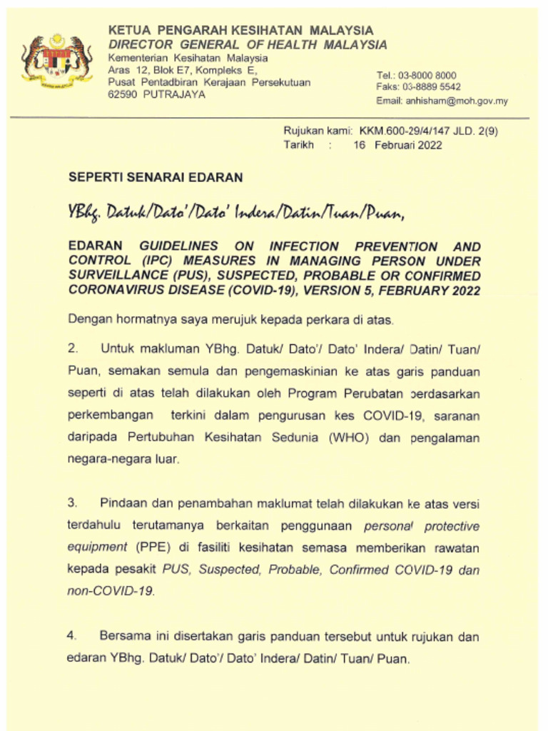 (EDARAN GUIDELINES IN INVECTION PREVENTION CONTROL (IPC) MEASURES IN ...