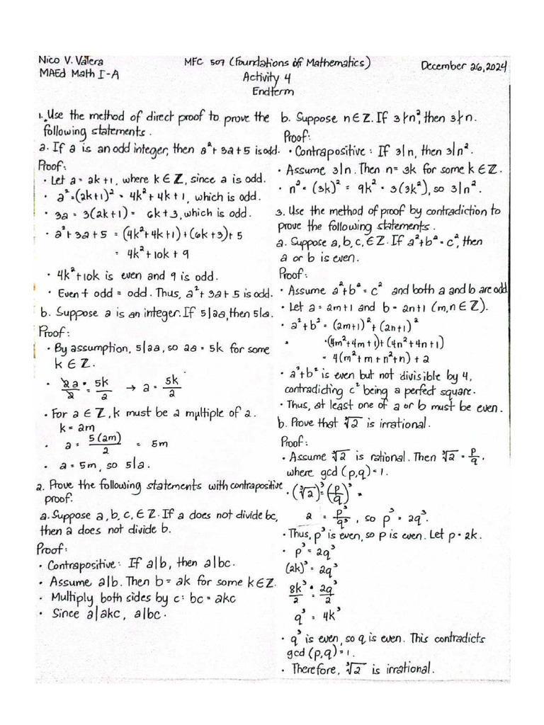 VALERA, NICO v. - Activity 4 MFC 507 (Foundations of Mathematics) | PDF