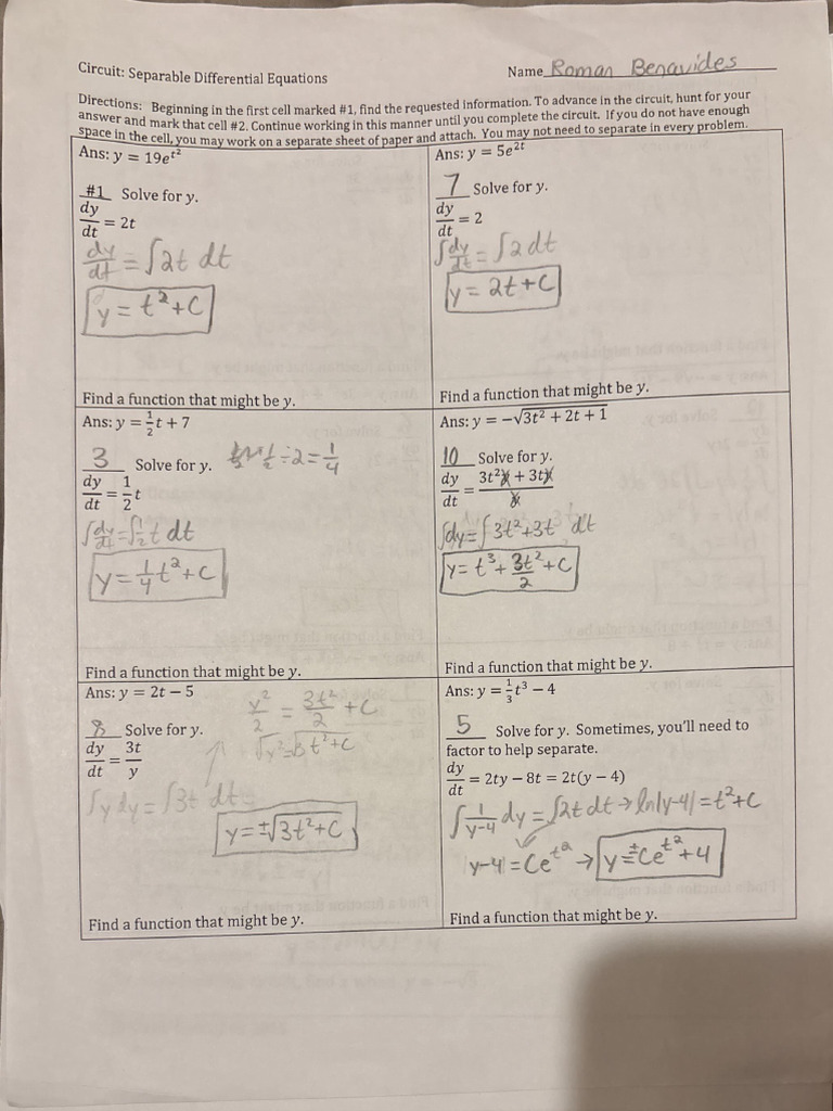 Separable Differential Equations Guide | PDF
