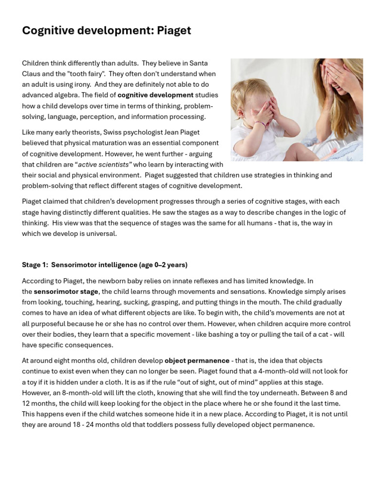 Cognitive Development - Piaget | PDF | Cognitive Development ...