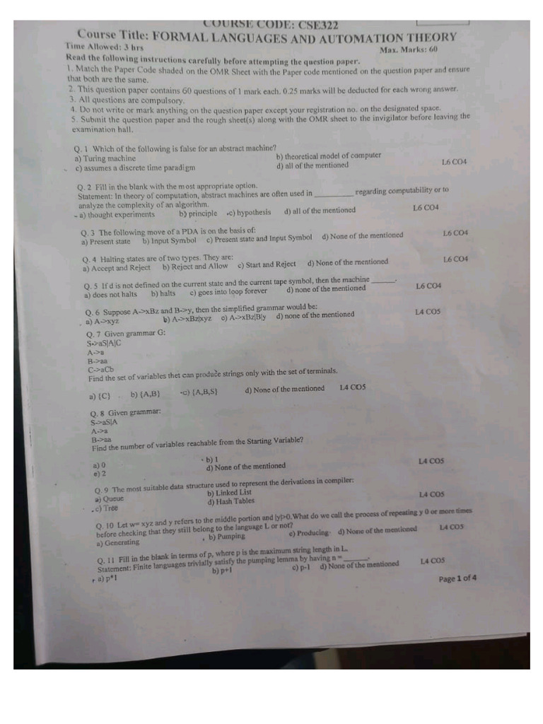 Automata (End Term Paper 2) | PDF