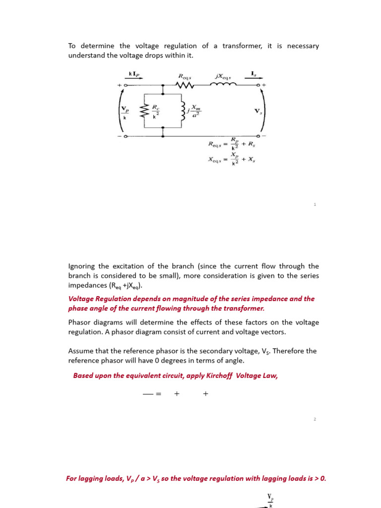transformer phasor diagram | PDF | Transformer | Power (Physics)