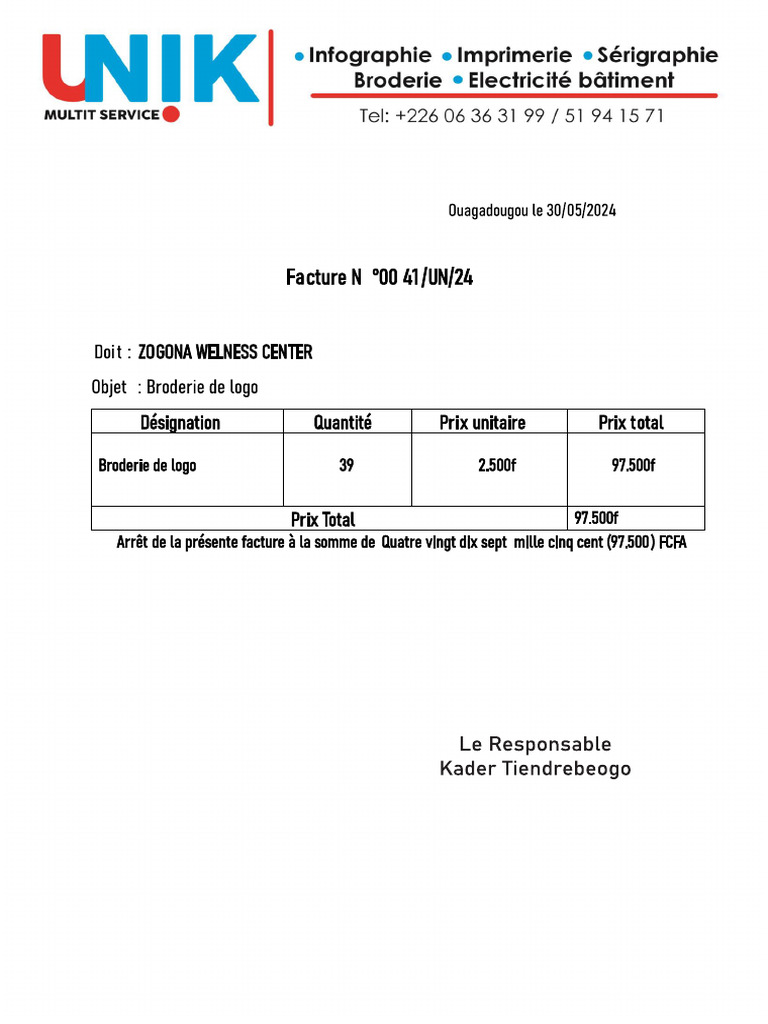 Facture Kader | PDF