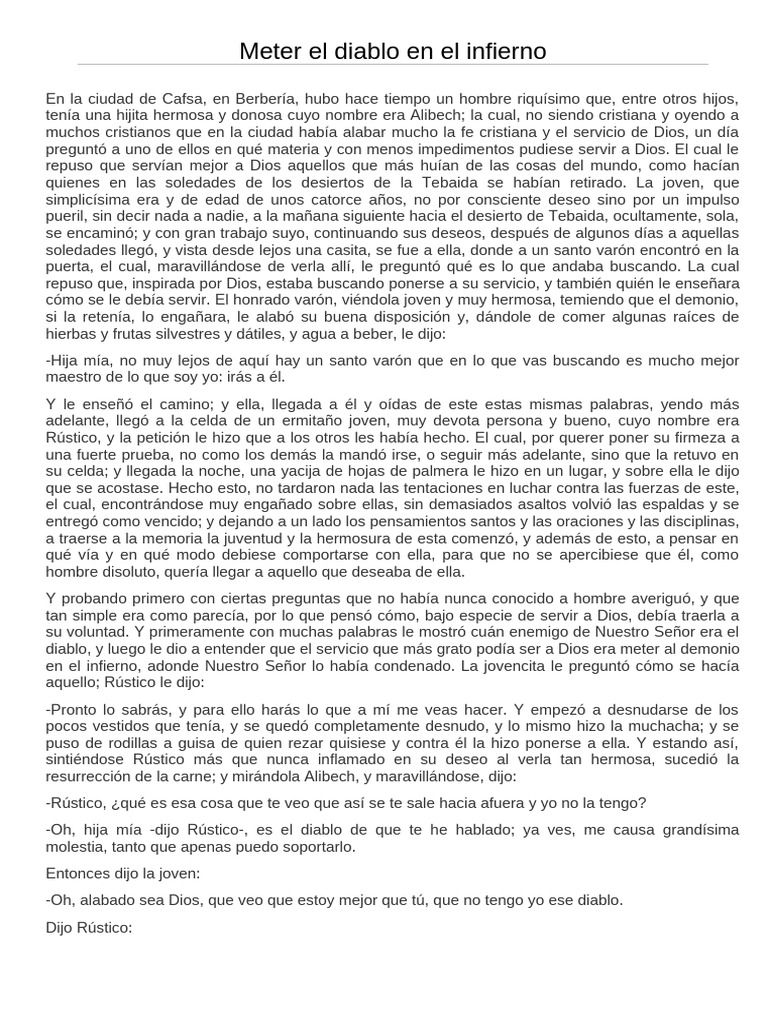Alibech y el servicio a Dios en el desierto | PDF | Amor | Diablo