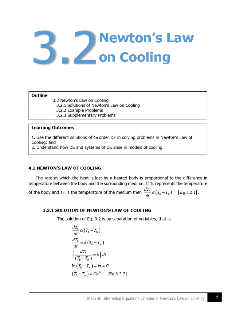 Newton's Law of Cooling Explained | PDF | Thermometer | Temperature