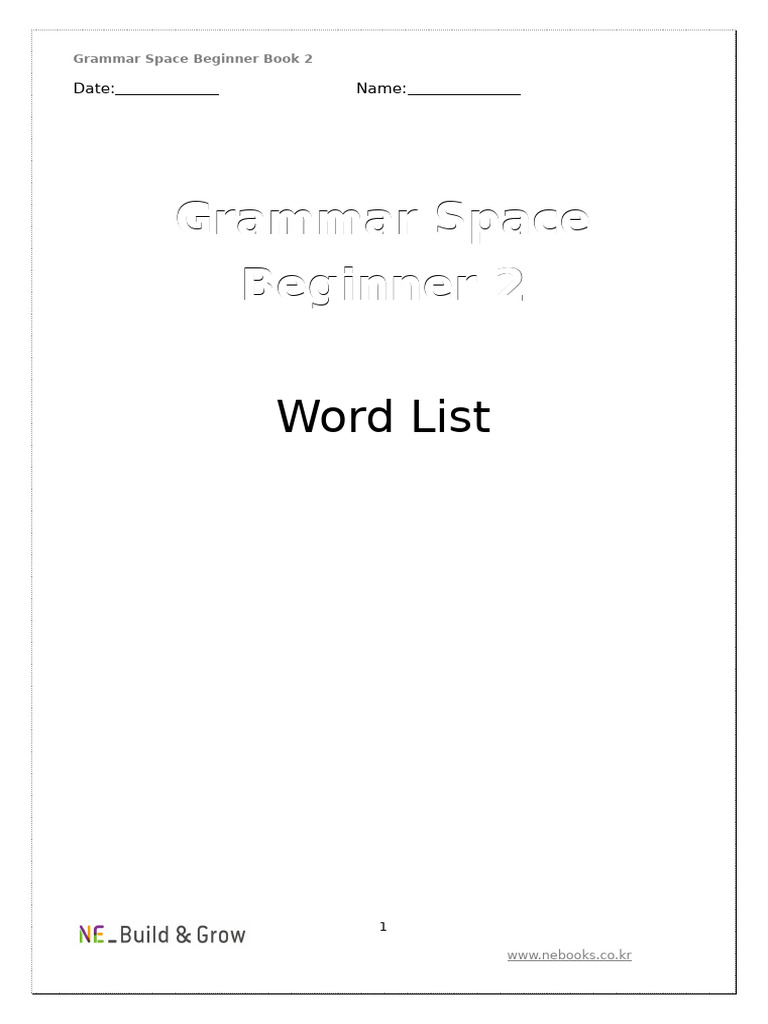 WordList - Grammar Space Beginner B2 | PDF