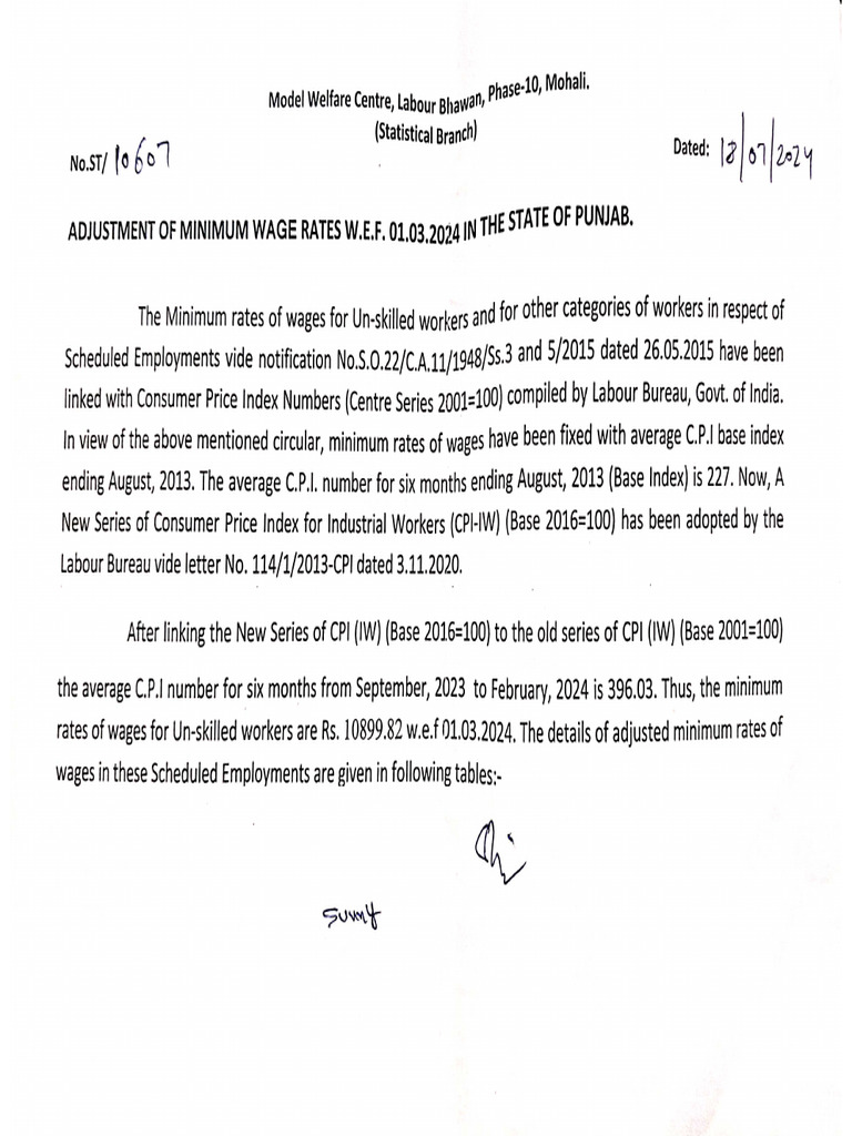 The Punjab Minimum Wages Notification March 2024 | PDF