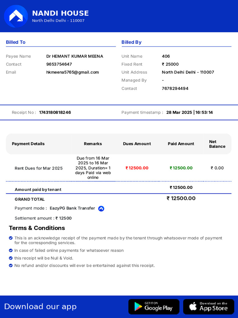 Builder Payment Receipt Format | PDF