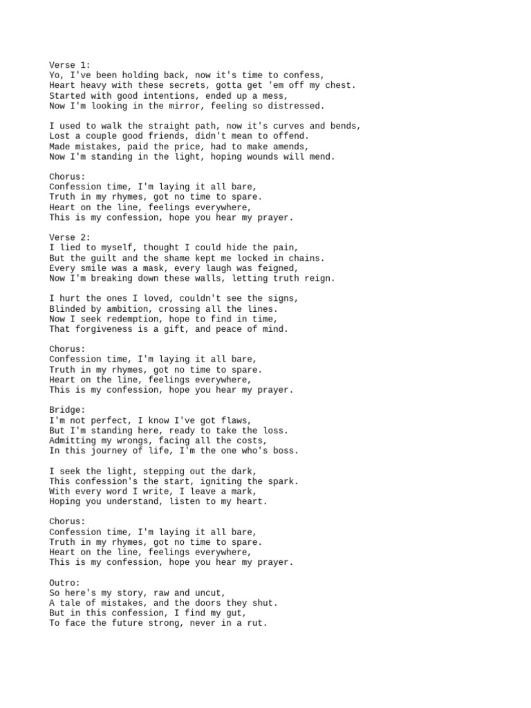 Confession Rap Lyrics | PDF