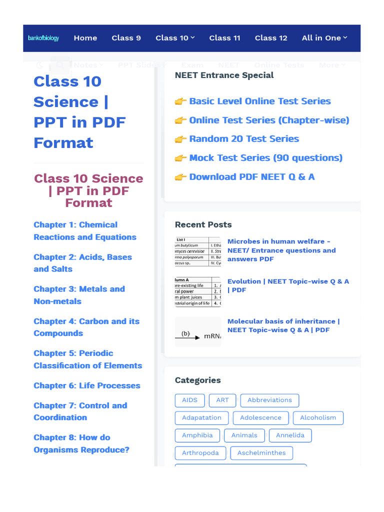 Class 10 Science PPT Download | PDF | Biology | Evolution