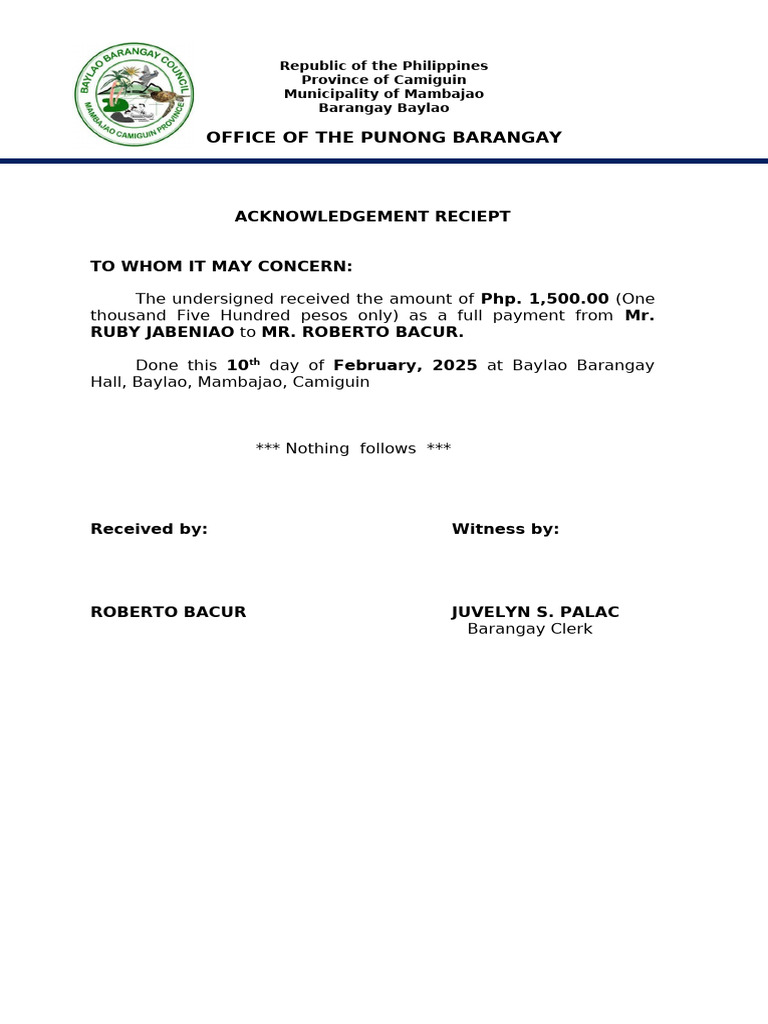 Acknowledgement Receipt 2 | PDF | Receipt | Foreign Exchange Market