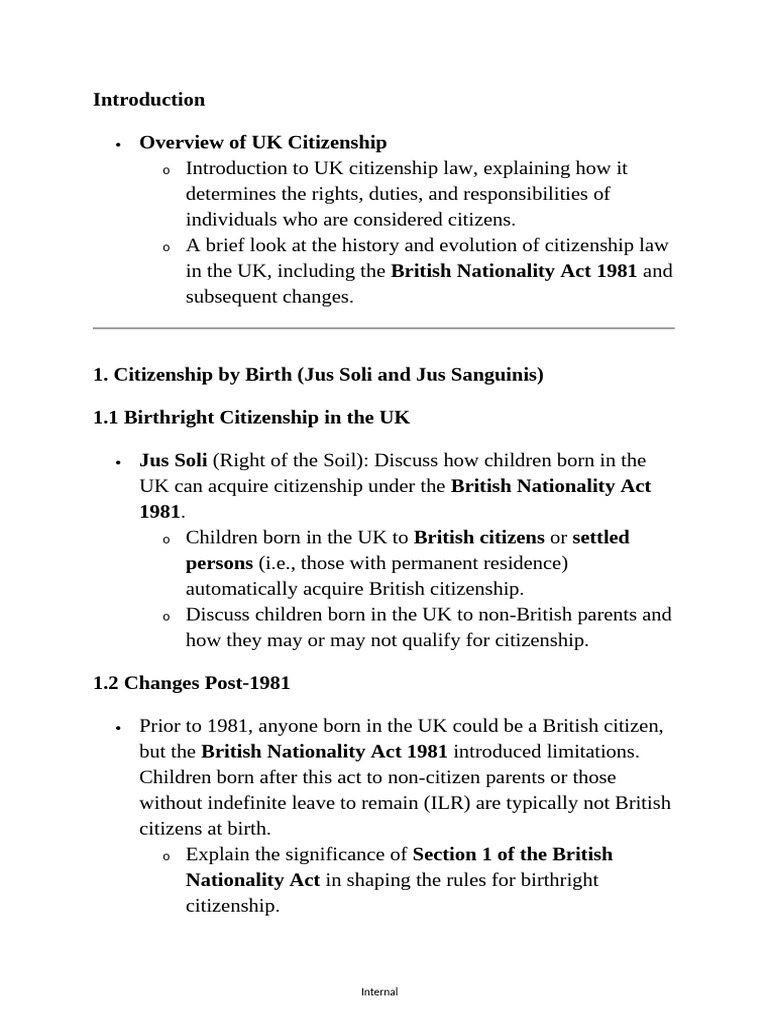 UK Citizenship: Rights, Laws, and Processes | PDF | Citizenship ...