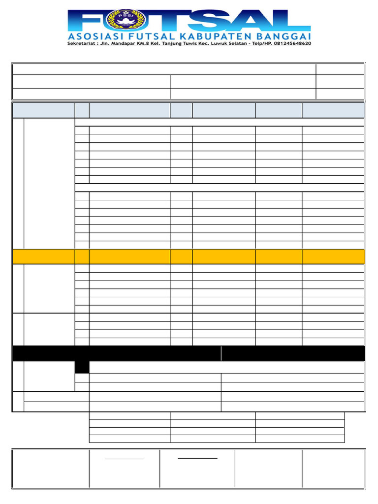 Formulir Laporan Pertandingan FUTSAL | PDF