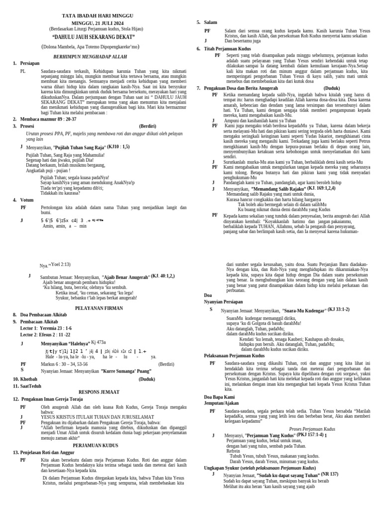 liturgi ibadah hari minggu | PDF