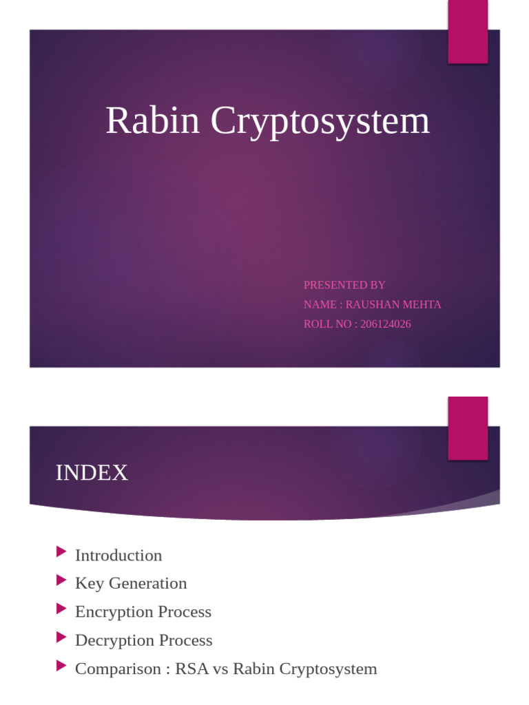 Rabin Cryptosystem | PDF | Public Key Cryptography | Encryption