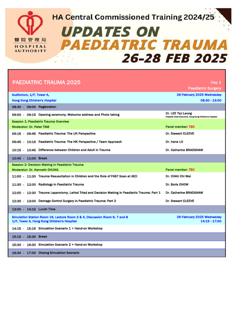 Rundown_HA CCTP Paediatric Trauma 2025 v2 | PDF | Hong Kong