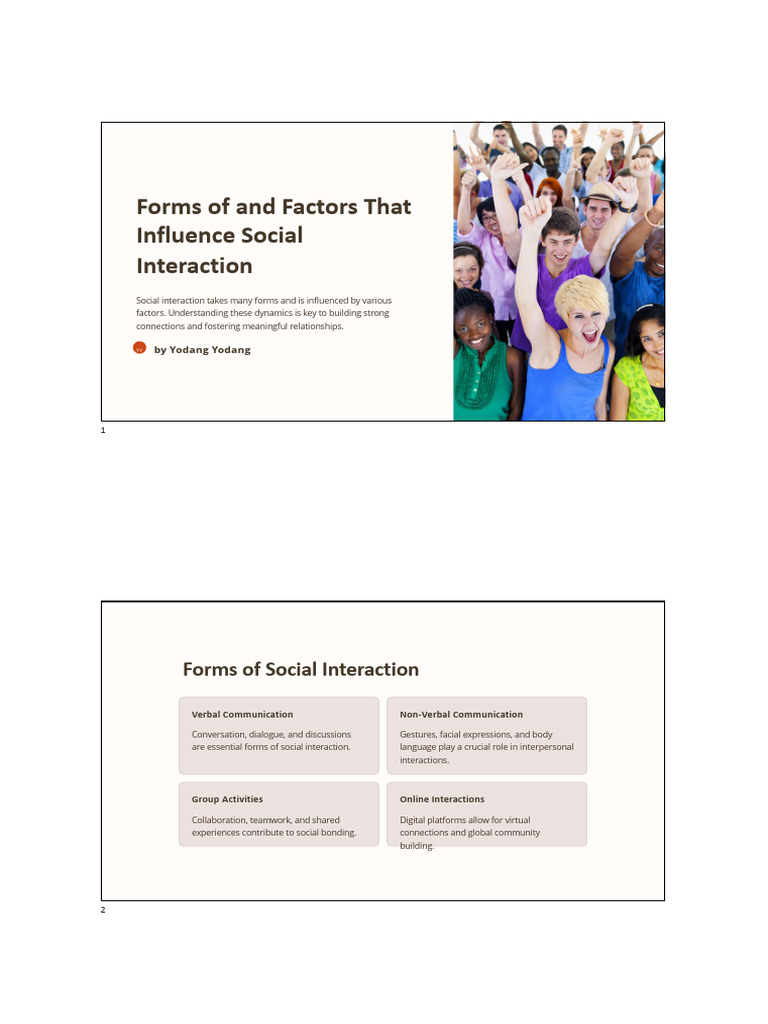 Forms of and Factors That Influence Social Interaction | PDF ...