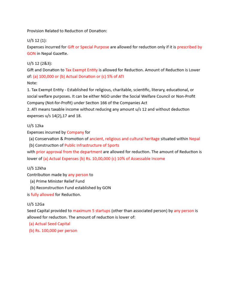 Provision Related To Reduction of Donation | PDF