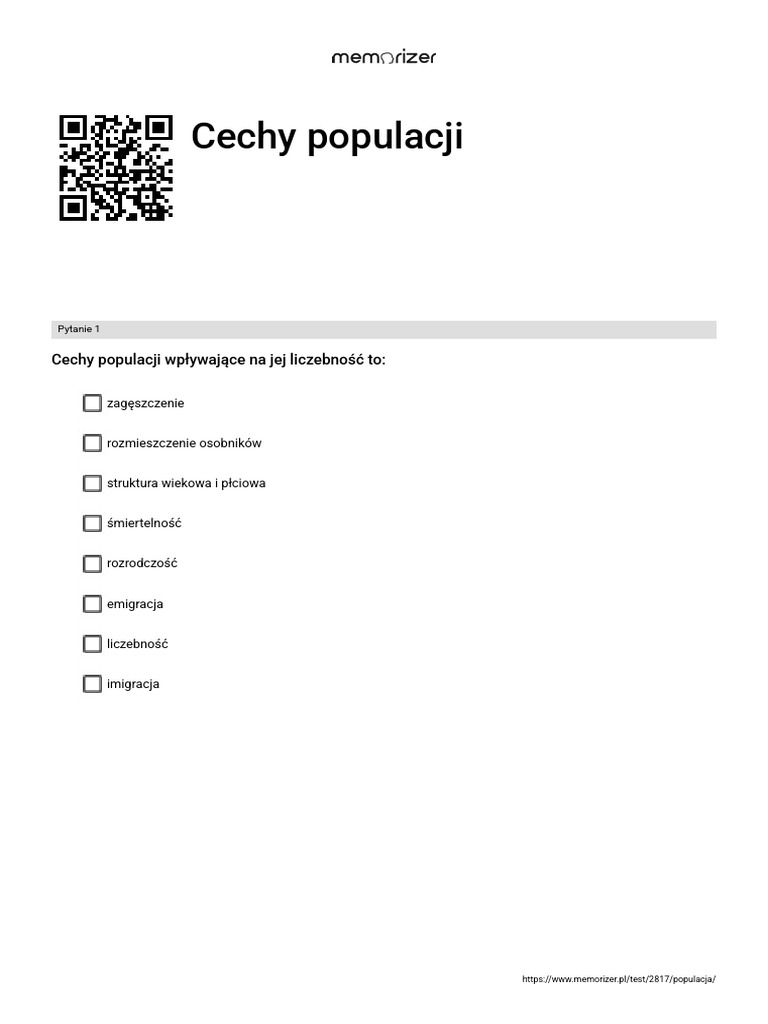 Cechy Populacji - ROZWIĄŻ | PDF