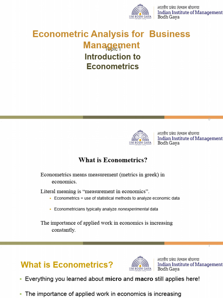 Topic 01 - Introduction to Econometrics.pptx | PDF | Econometrics | Economics