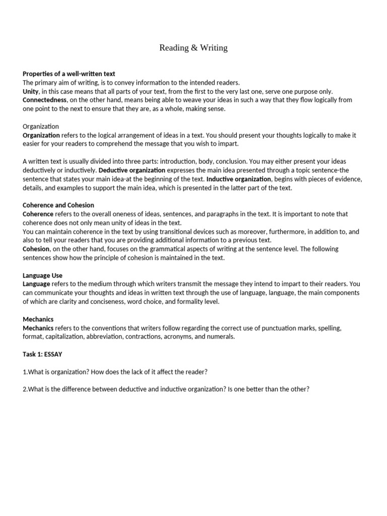 READING & WRITING Module | PDF | Thought | Causality