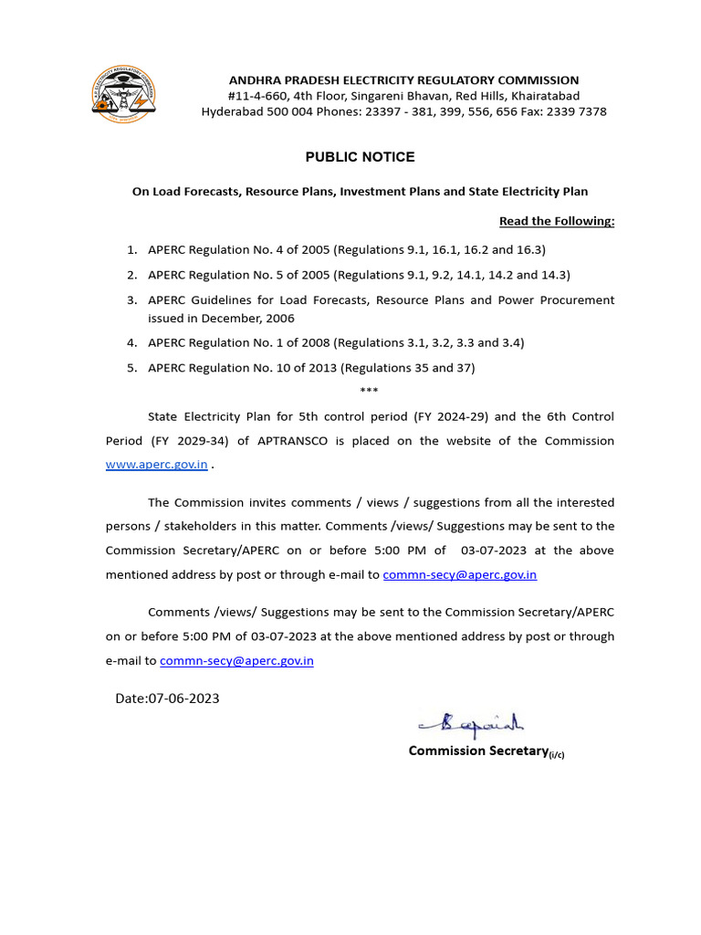 Andhra Pradesh State Electricity Plan 2023-34 | PDF | Electric Power ...
