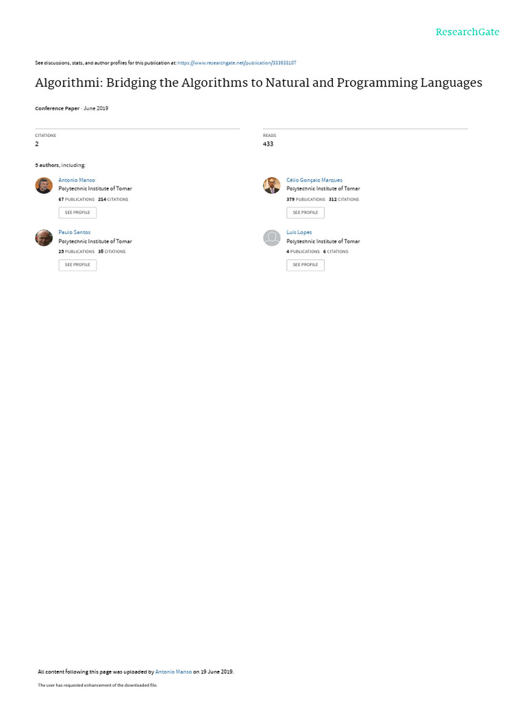 CEISEE-AlgorithmiBridgingtheAlgorithmstoNaturaland 2019 IEEE | PDF | Computer Programming ...