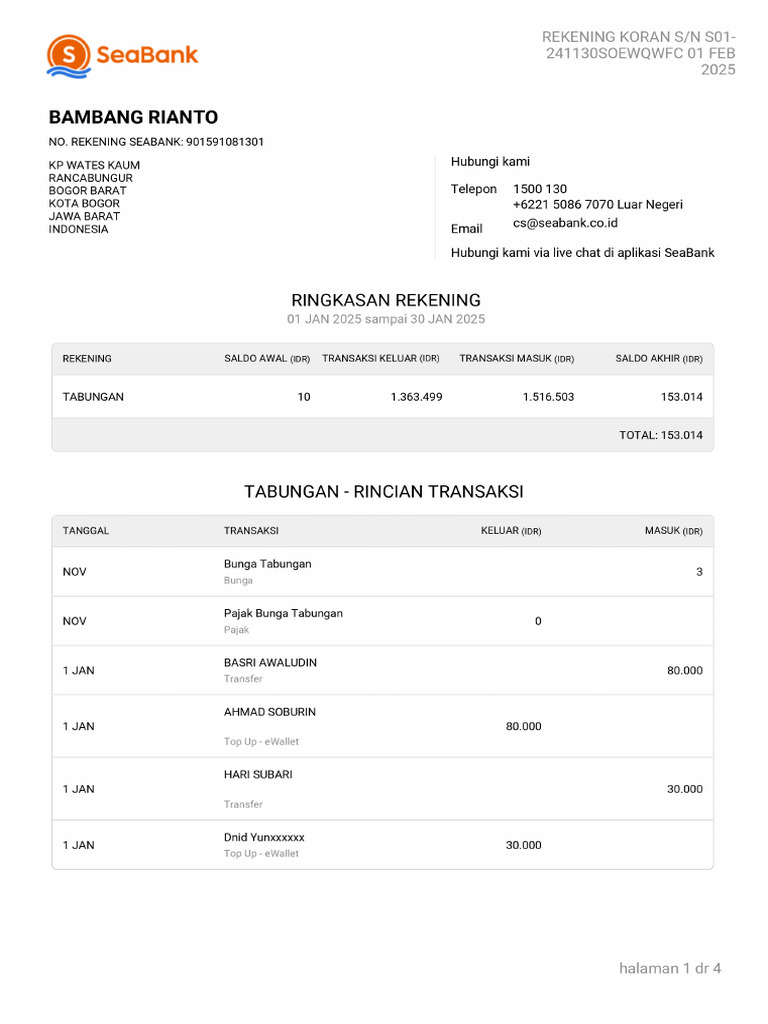 Seabank Statement BAMBANG PDF | PDF