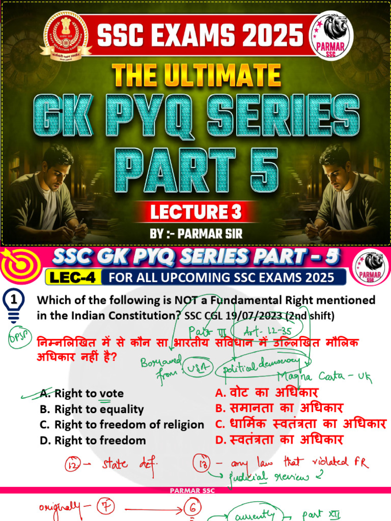 Parmar Ssc Gk Pyq Part 5 Lecture 3 Parmar | PDF