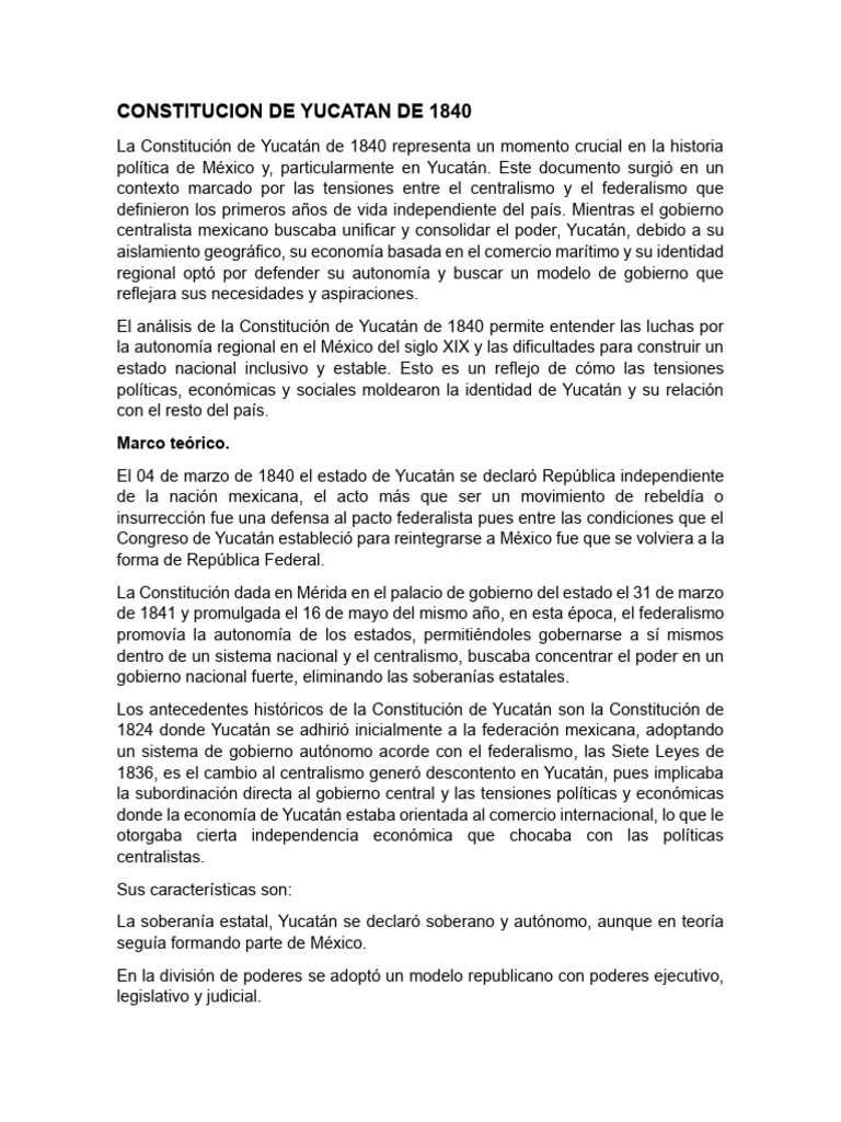 Constitucion de Yucatan de 1840 | PDF | Constitución | Derecho Constitucional