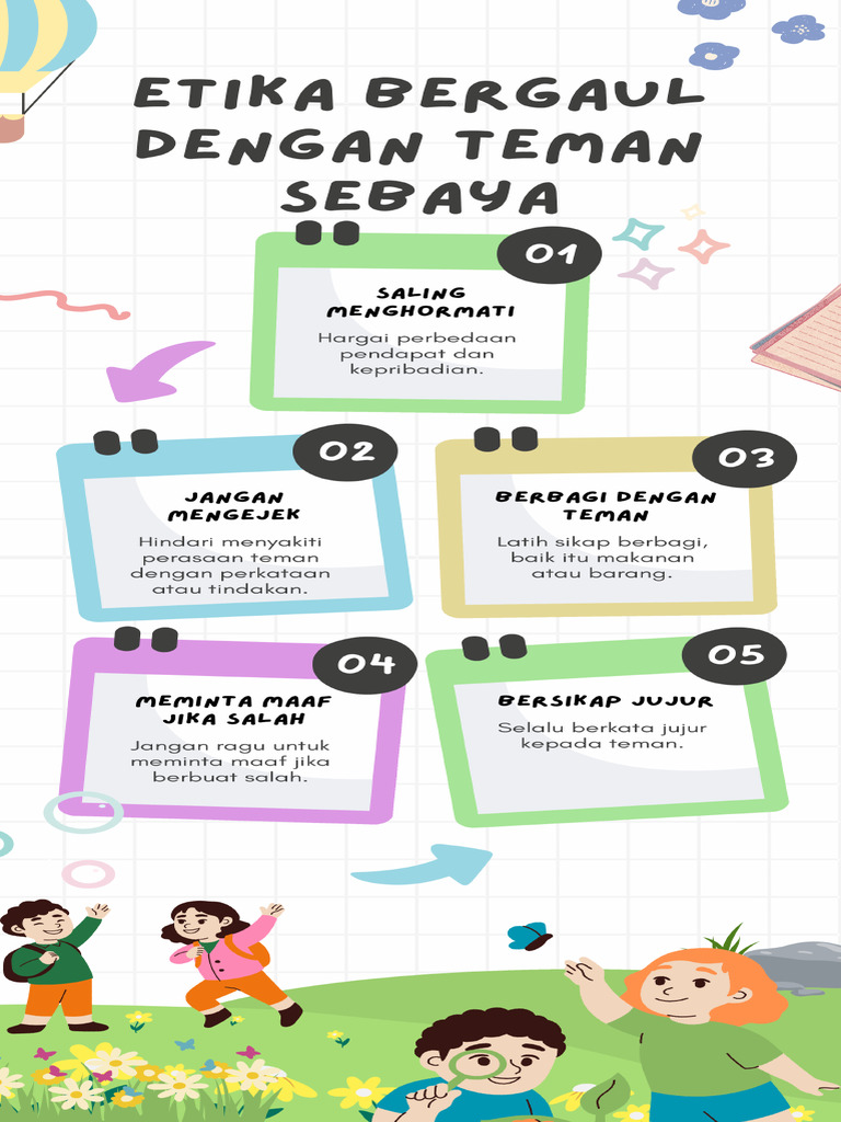 Putih Illustratif Adab Bergaul Dengan Teman Infografik PDF | PDF