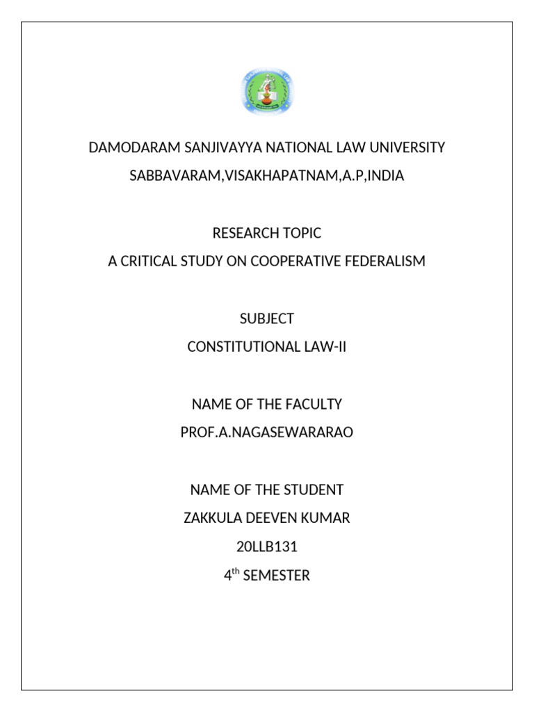 Constitutional Law Research Paper | PDF | Federation | Governance