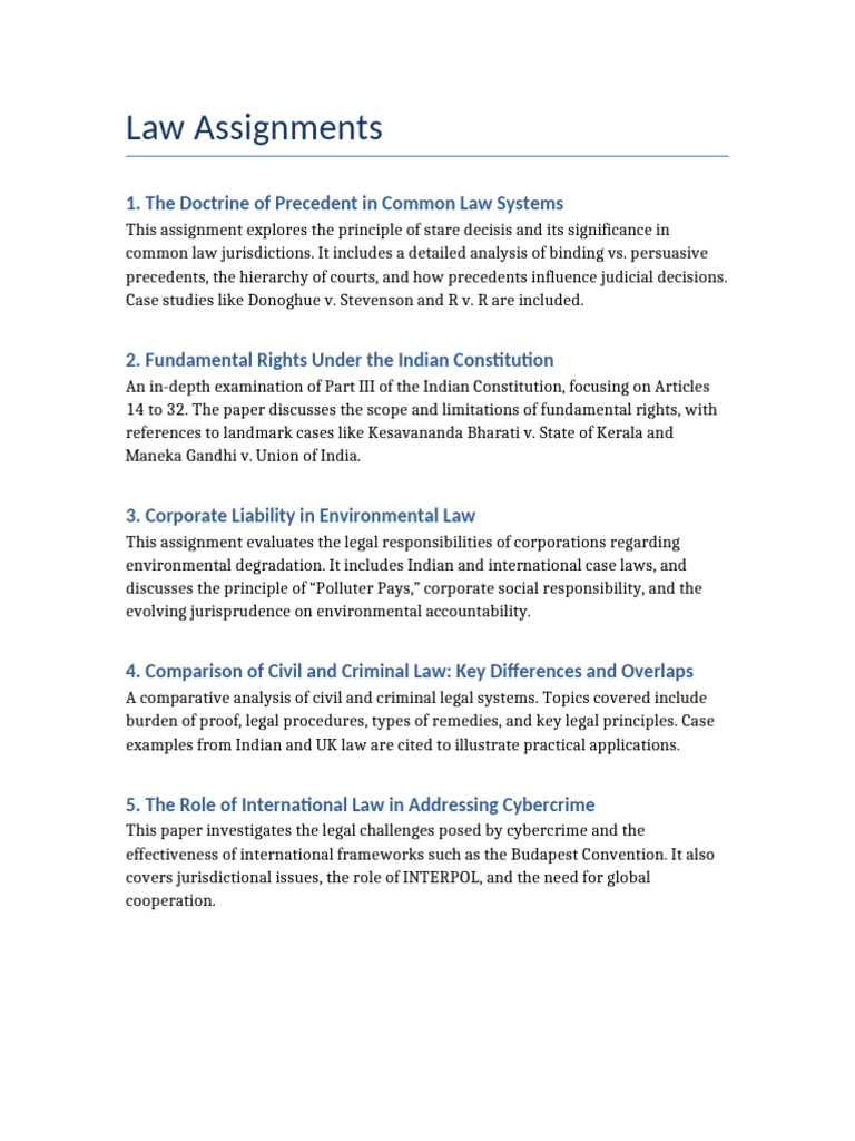 Key Legal Concepts in Law Assignments | PDF