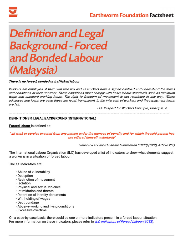 Definition and Legal Forced and Bonded Labour | PDF | Human Trafficking ...