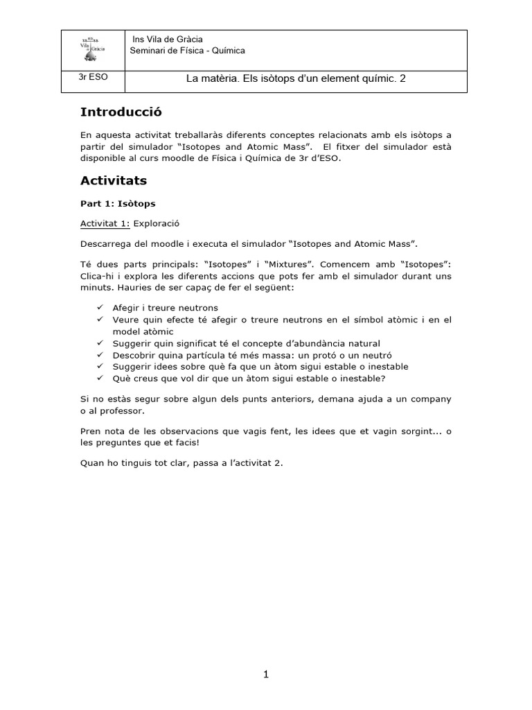 Activitat isotops 2-Sim | PDF