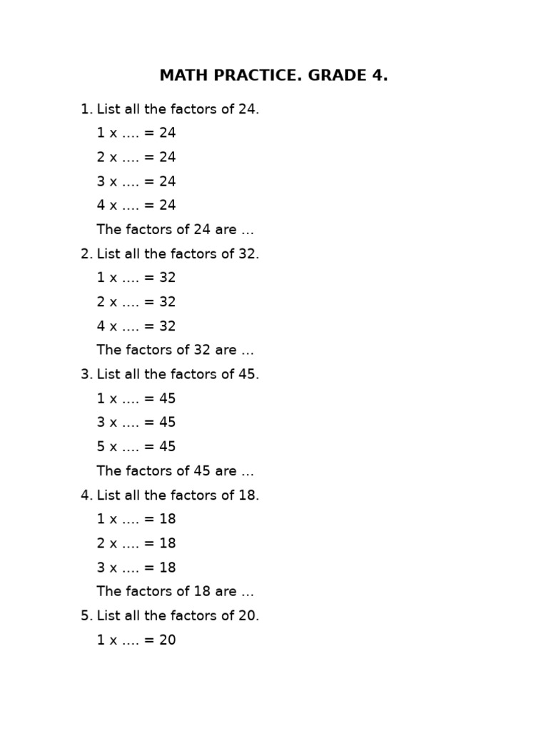 Factor and Multiples Worksheet Gr6 | PDF