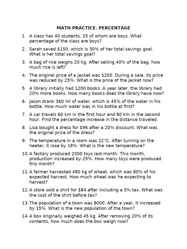 Math Percentage Worksheet | PDF