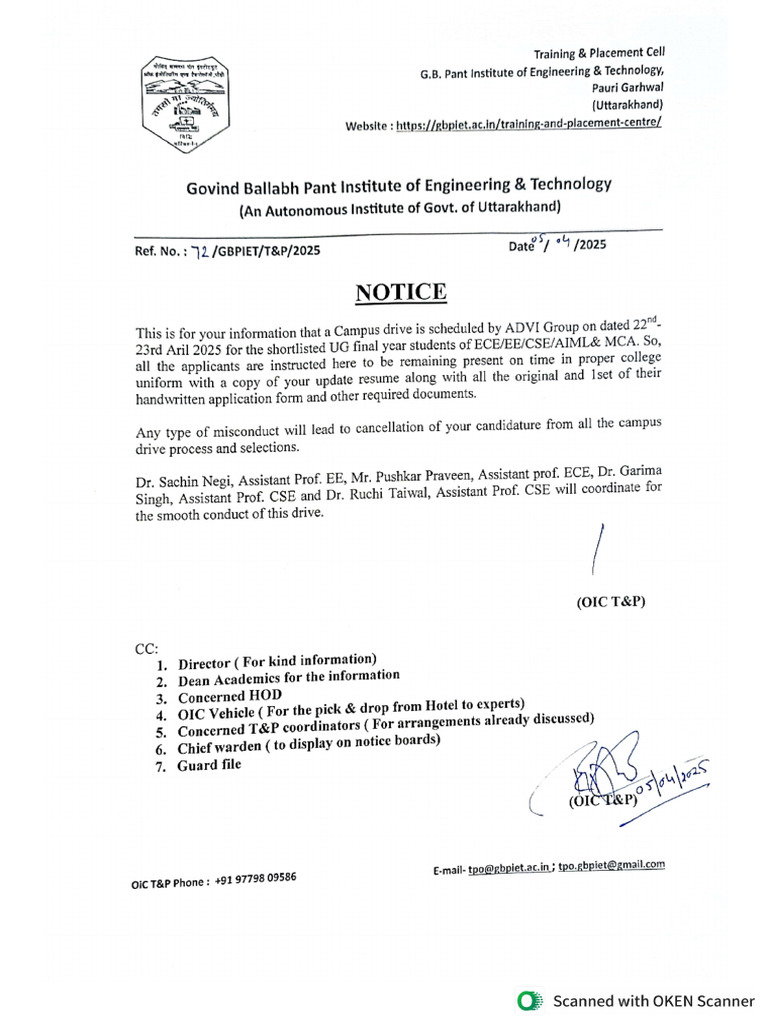 Placement Drive Notice | PDF