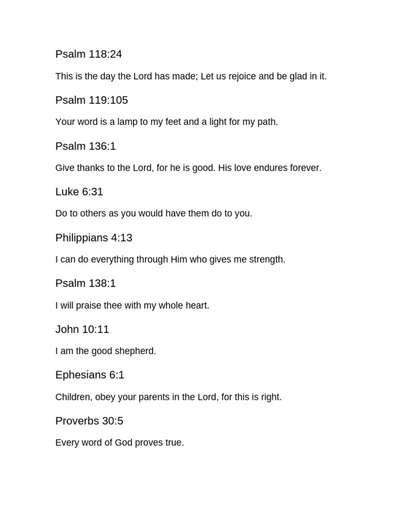 Memory Verses For Kids | PDF