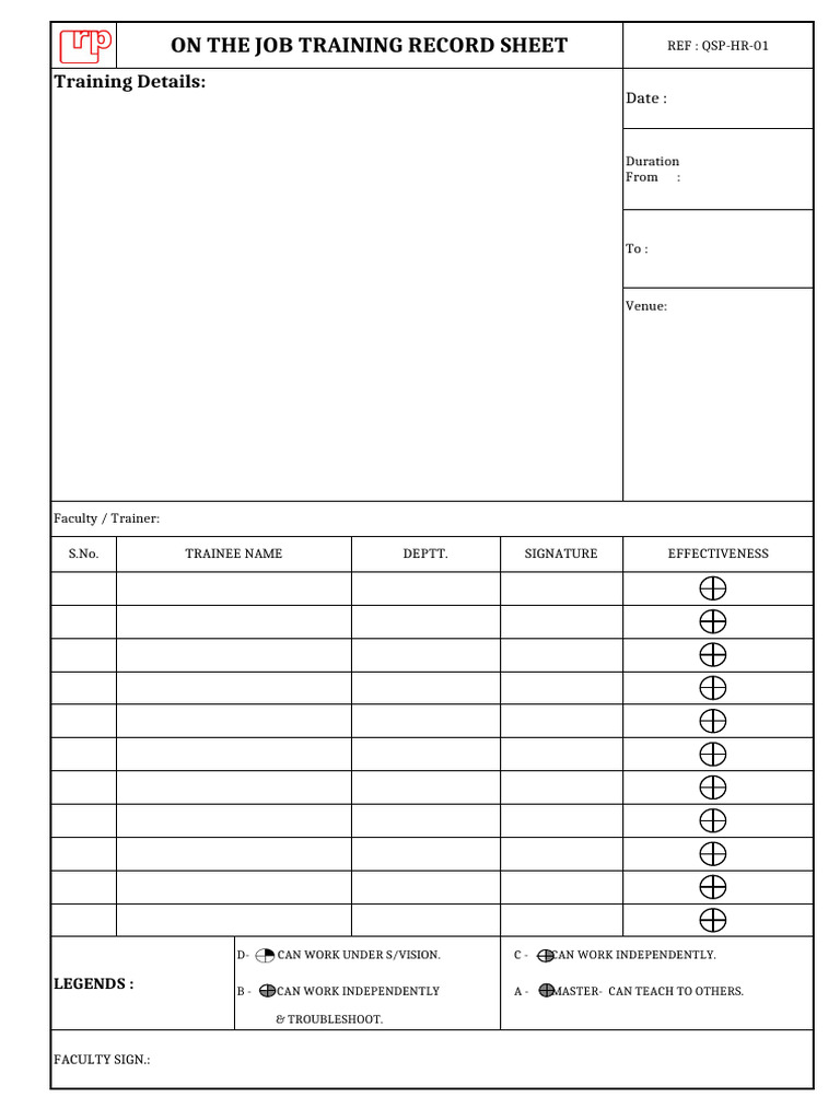 25.1 On Job Training Records | PDF