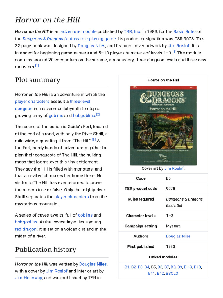 Horror On The Hill - Wikipedia | PDF