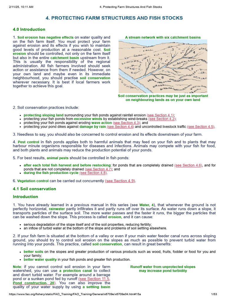 4. Protecting Farm Structures And Fish Stocks | PDF | Surface Runoff | Erosion