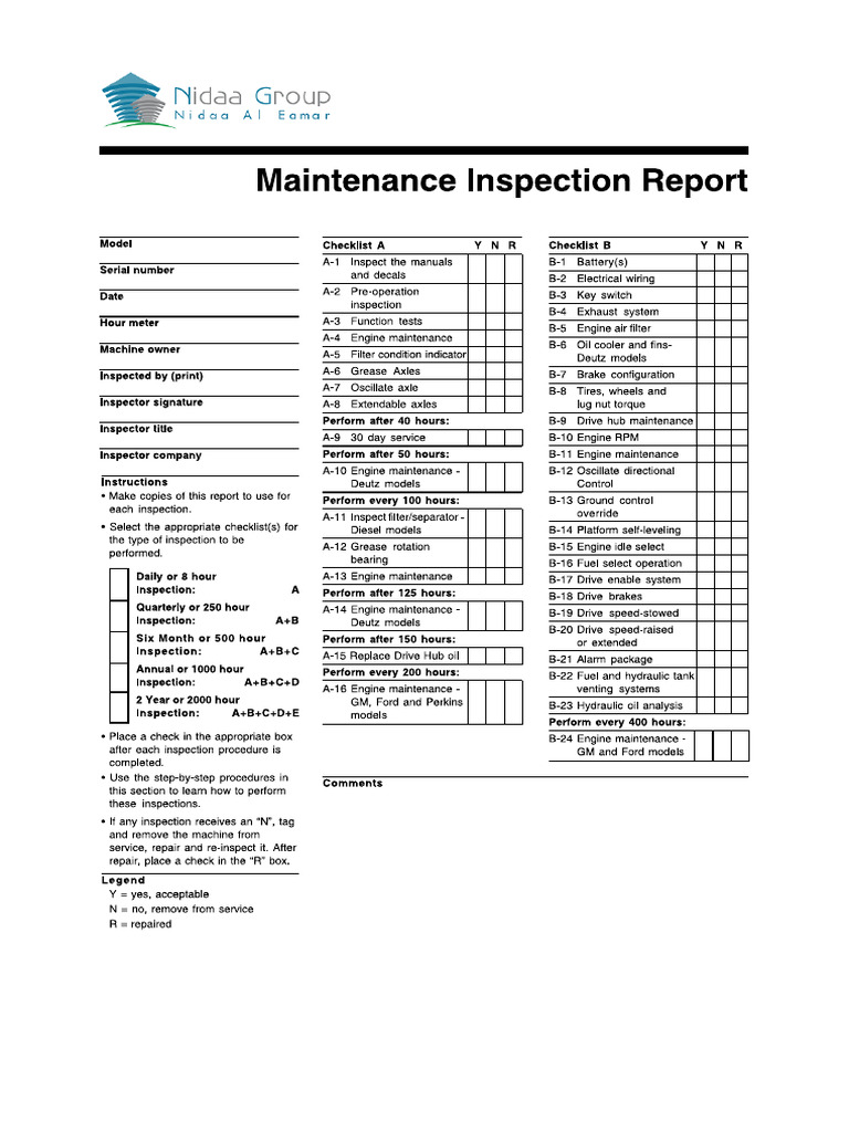 Maintenance Report Form For Genie | PDF