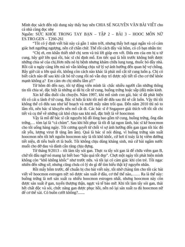 1. Tap 2 bai 3 hocmon nu estrogen T260-261 | PDF