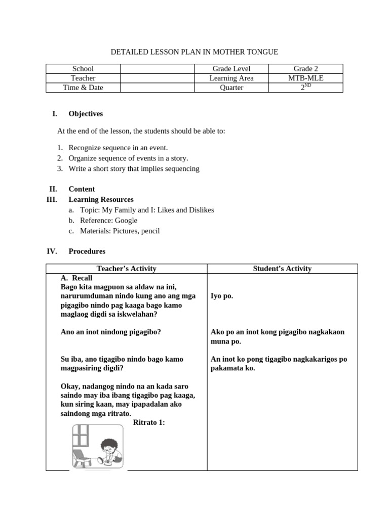 MTB LESSON PLAN Docs | PDF
