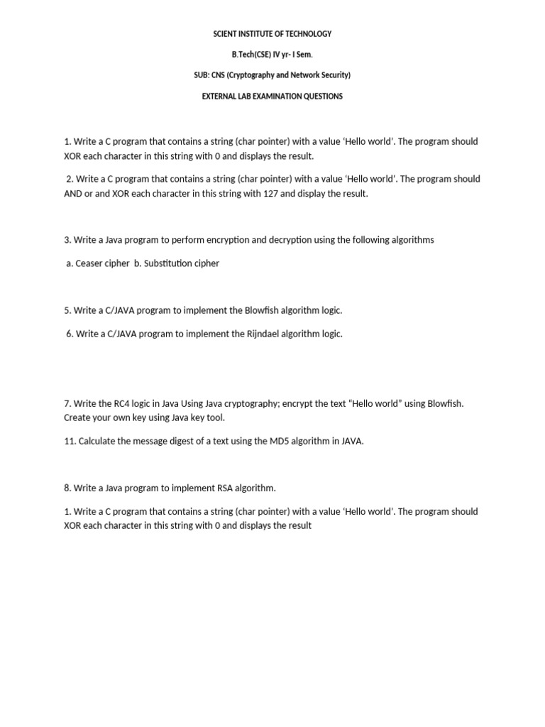 CNS External Exam Sets 27-1-2025 | PDF